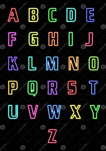 Neon alphabet stock illustration. Illustration of font - 16160049