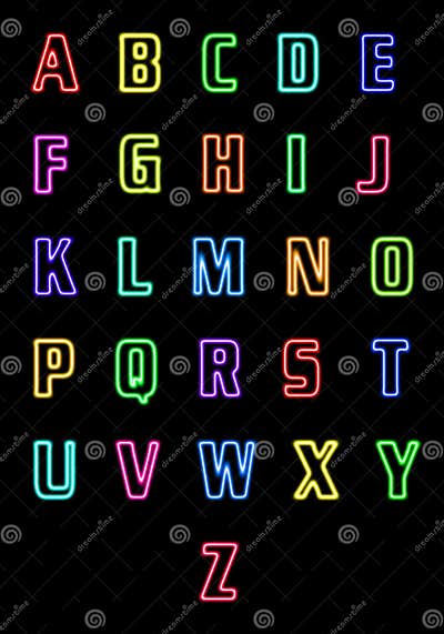 Neon alphabet stock illustration. Illustration of font - 16160049