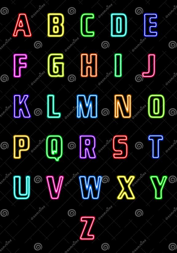 Neon alphabet stock illustration. Illustration of font - 16160049