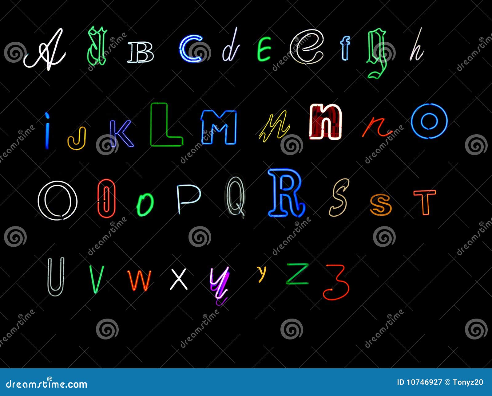 Neon alphabet letters stock illustration. Illustration of designer ...