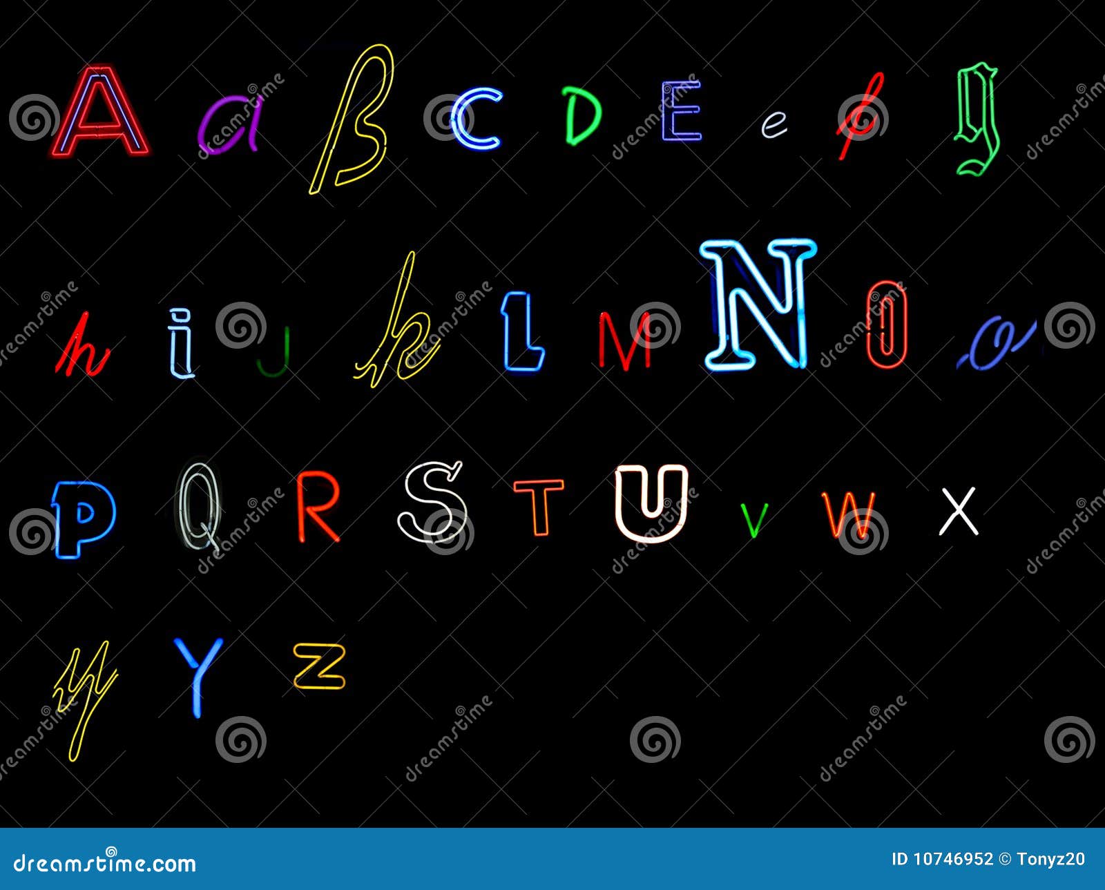 Neon alphabet letters stock illustration. Illustration of neon - 10746952