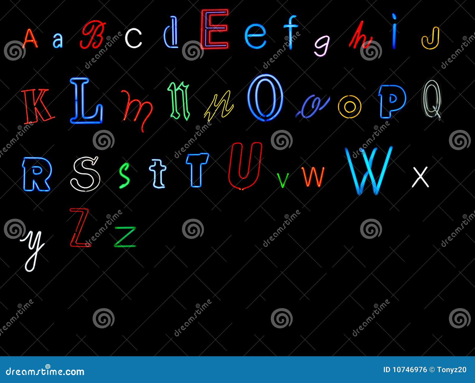Neon alphabet letters stock illustration. Illustration of language ...