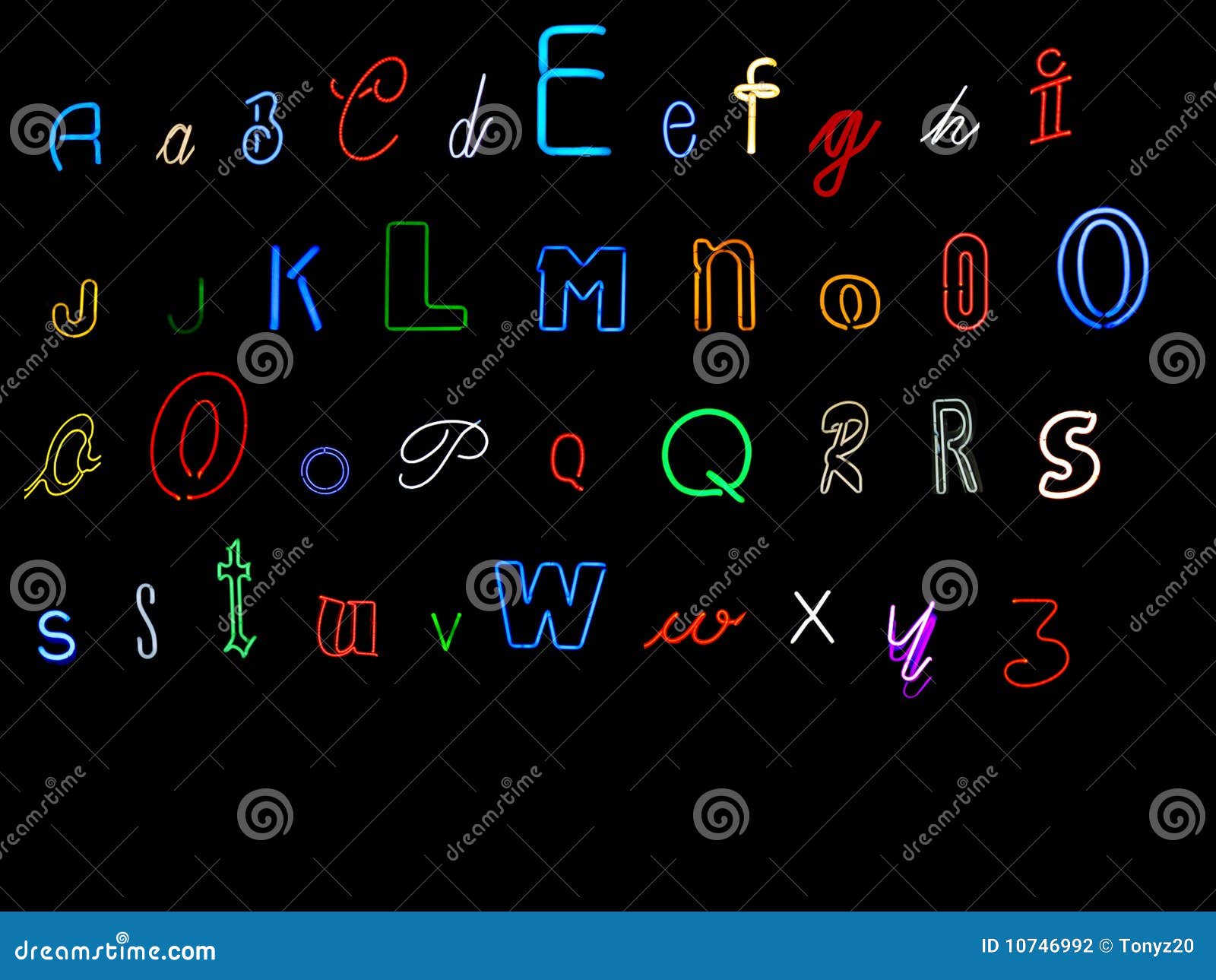 Neon alphabet letters stock illustration. Illustration of neon - 10746992