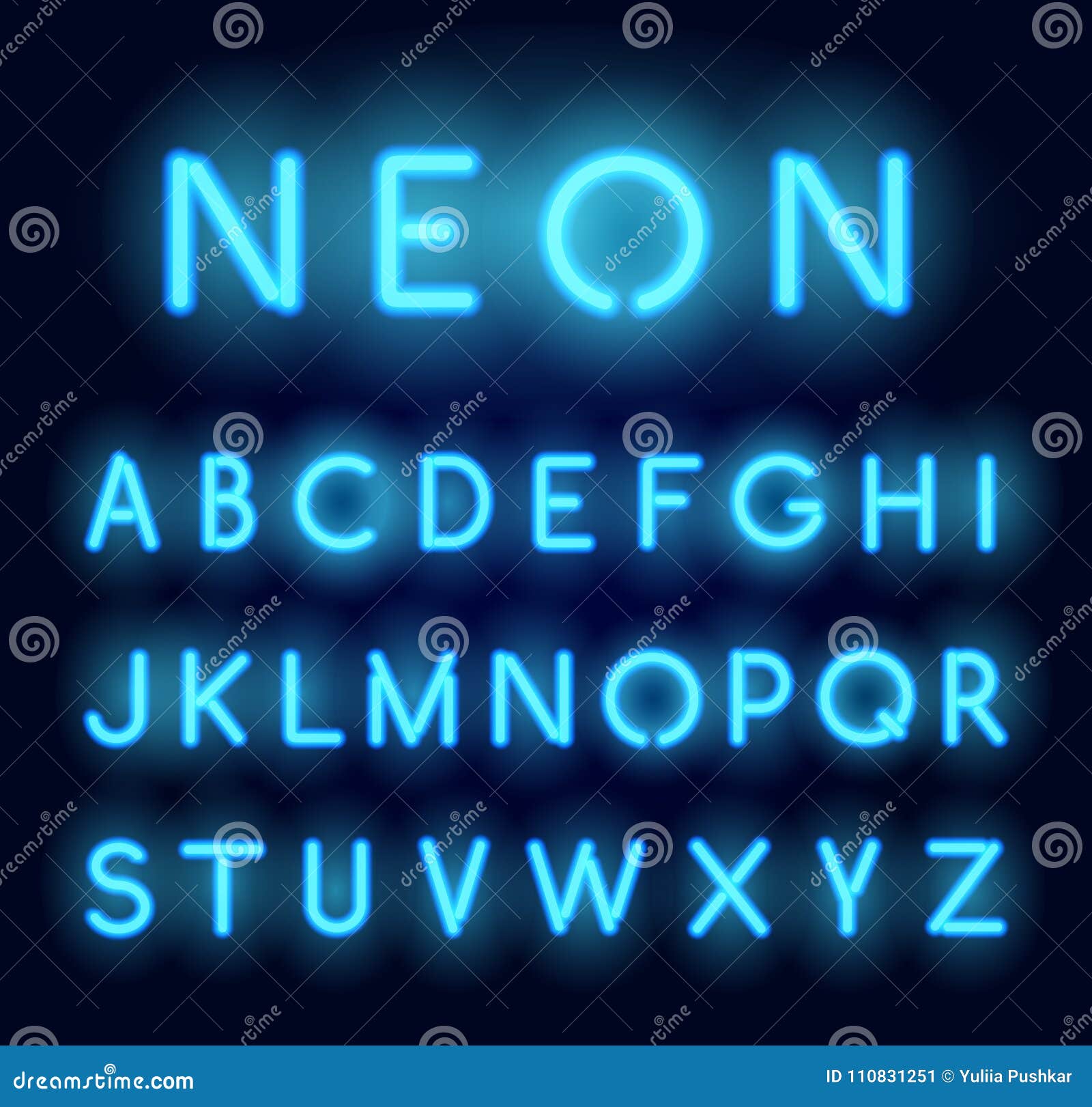 Neon Alphabet. Vector Realistic Glowing Letters Stock Vector ...
