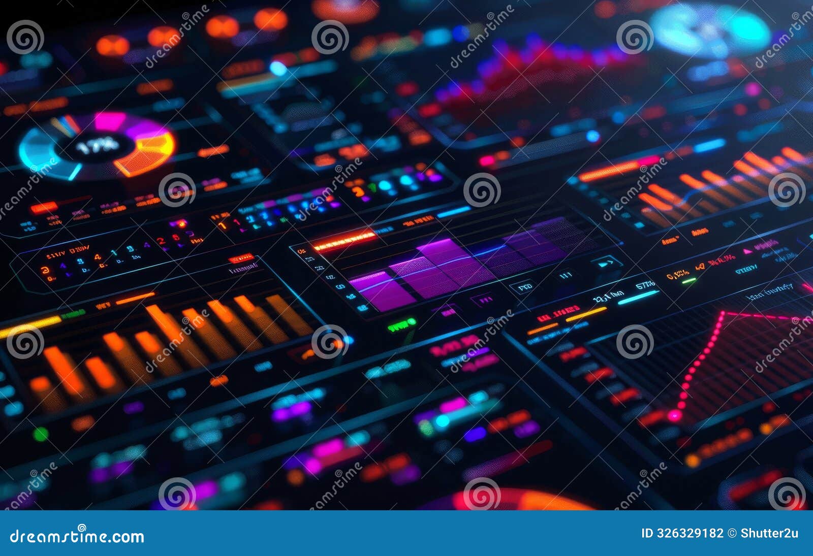 Neon Analytics Dashboard in Action Glowing Data Points and Charts on a ...