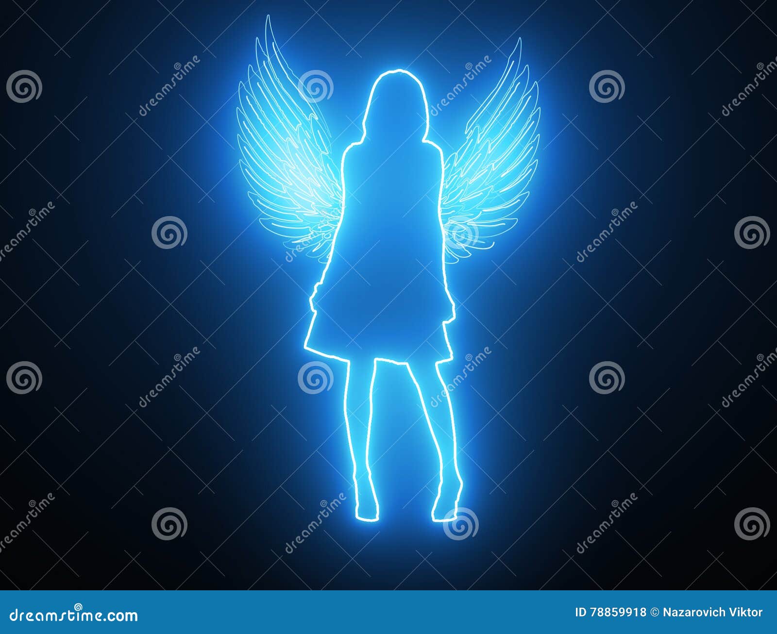 Neon Angel stock illustration. Illustration of meditating - 78859918