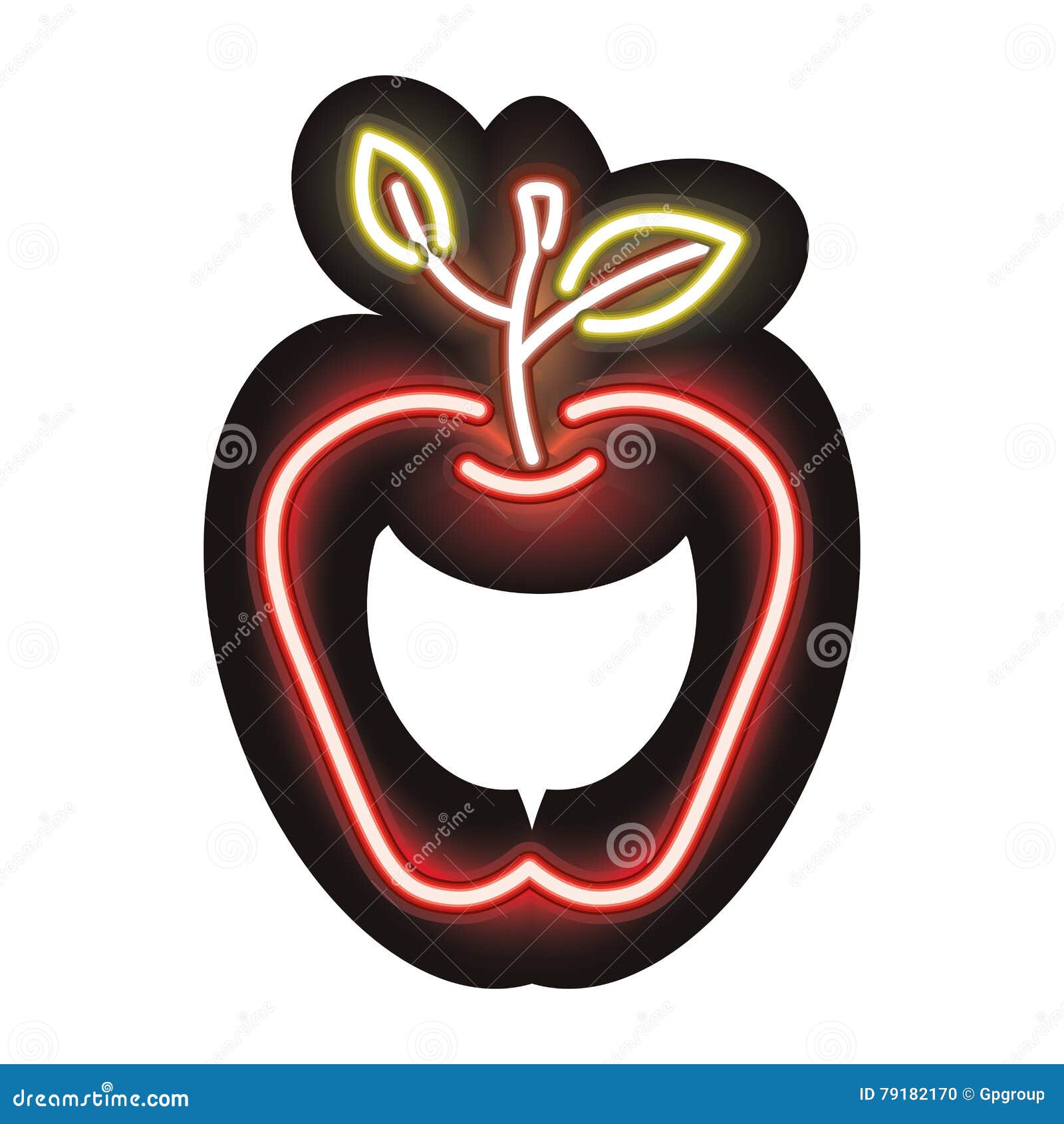 Neon apple icon stock vector. Illustration of illuminated - 79182170