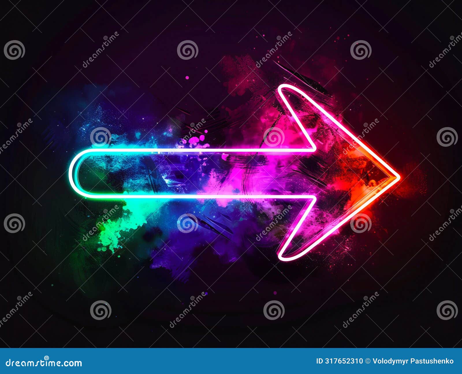 Neon Arrow on Black Background Stock Photo - Image of magenta, neon ...
