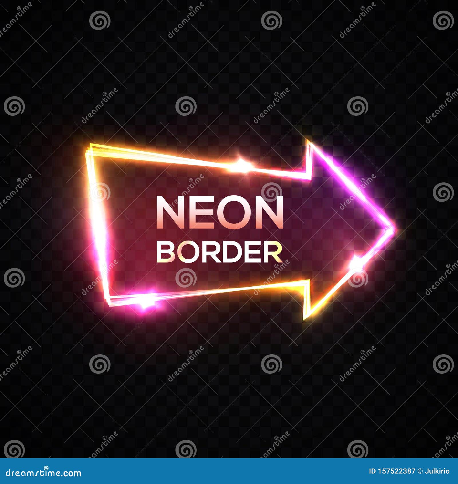 Neon Arrow Pointer on Dark Transparent Background. Stock Vector ...