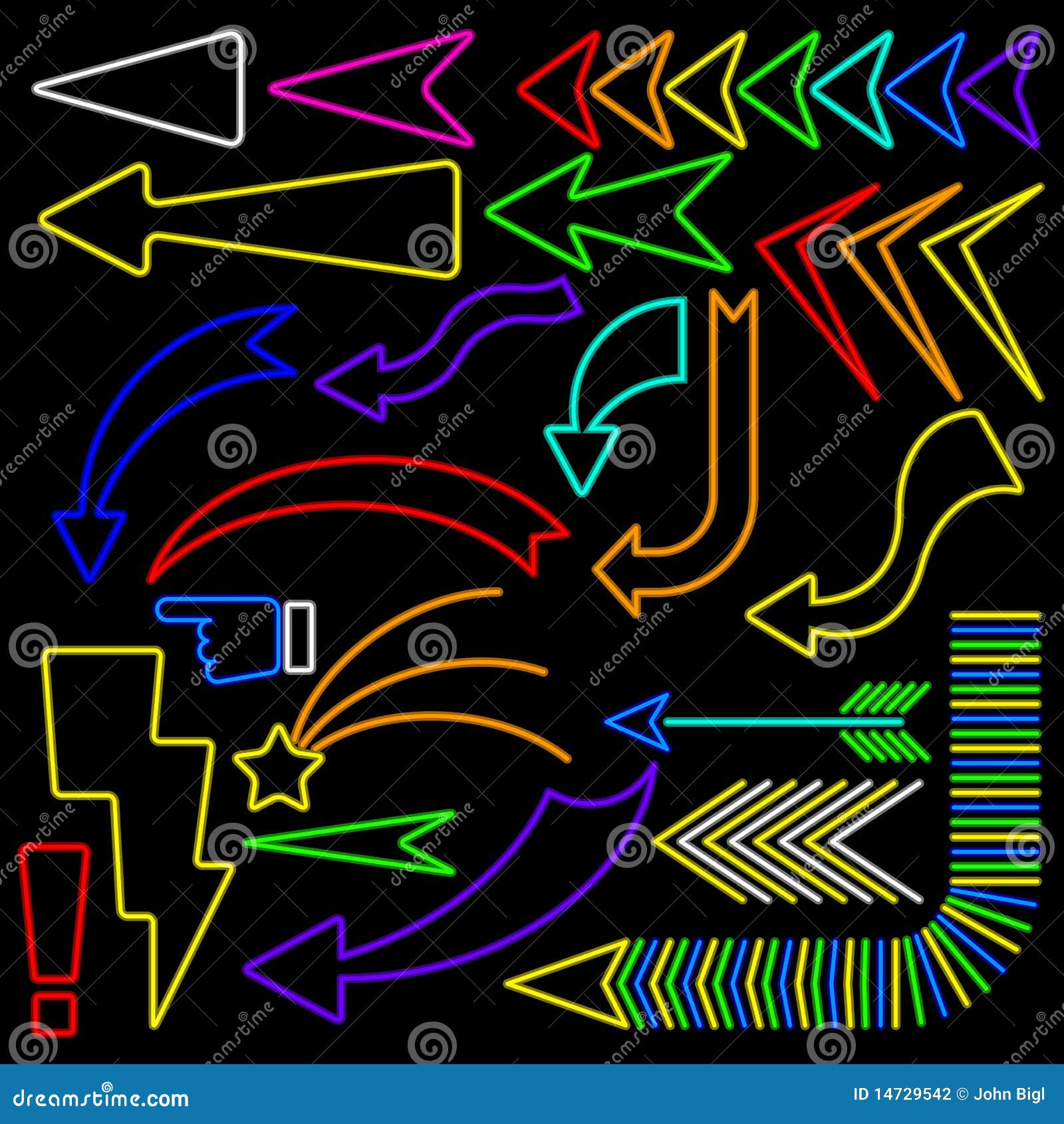 Neon arrows stock vector. Illustration of indicate, arrow - 14729542