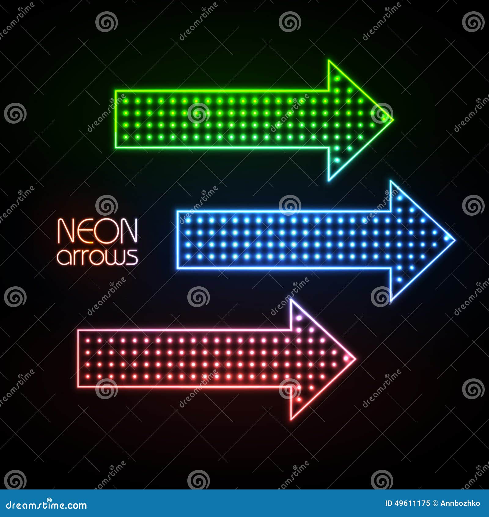 Set Neon Arrows Of Different Colors Vector Illustration | CartoonDealer ...