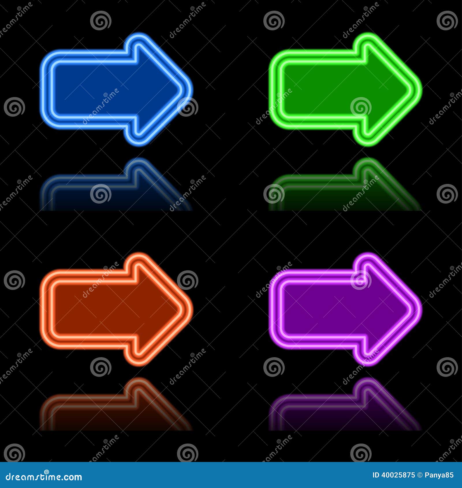 Neon Arrows. Lighting With Bright Design Signs, Glowing Vintage Arrow ...