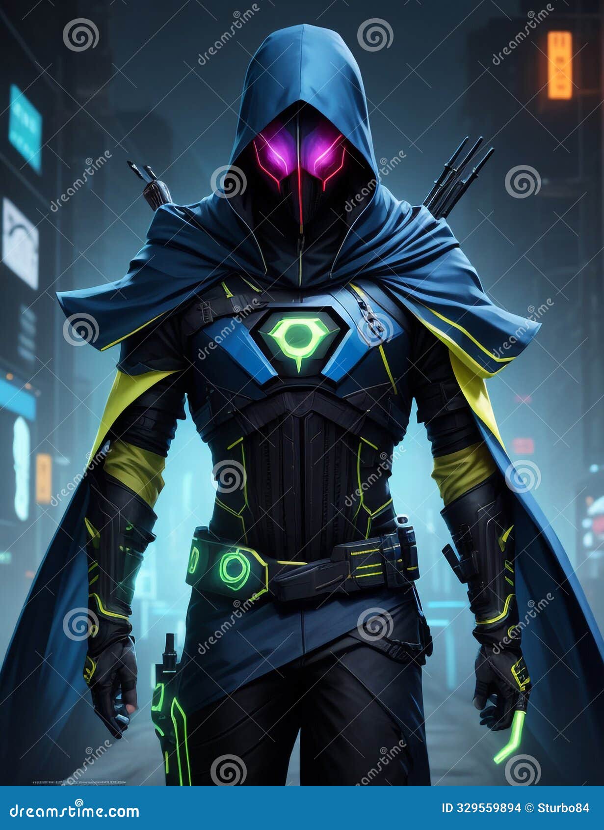 Neon assassin background stock illustration. Illustration of ...