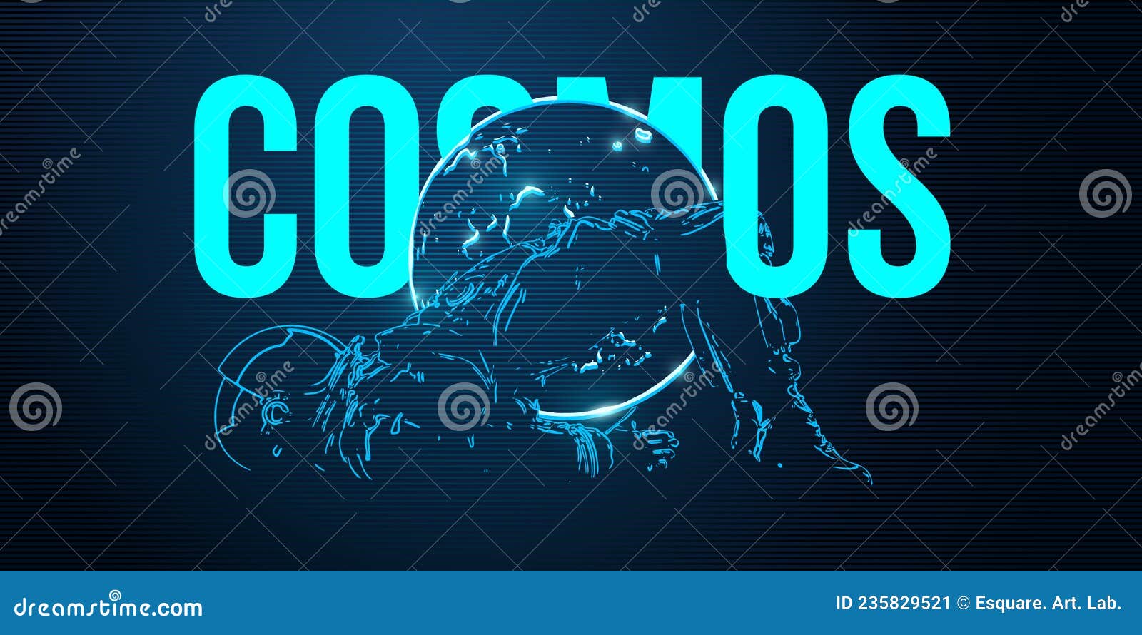 Neon Astronaut Doing Yoga on the Blue Background of the Mars and Space ...