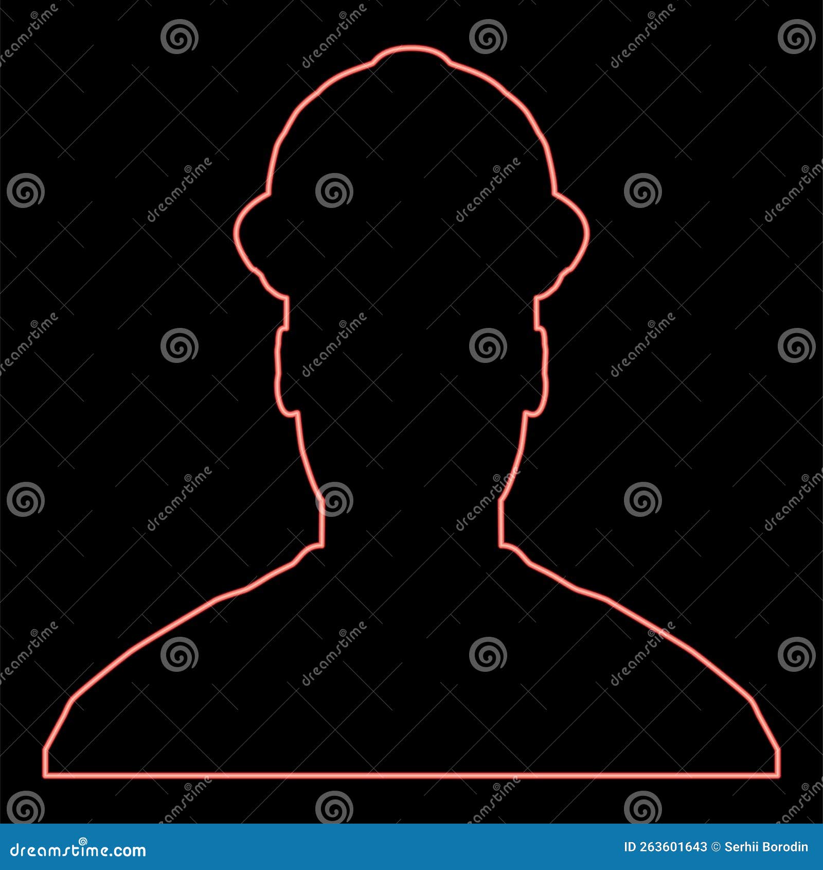 Neon Avatar Builder Architect Engineer In Helmet View Red Color Vector ...