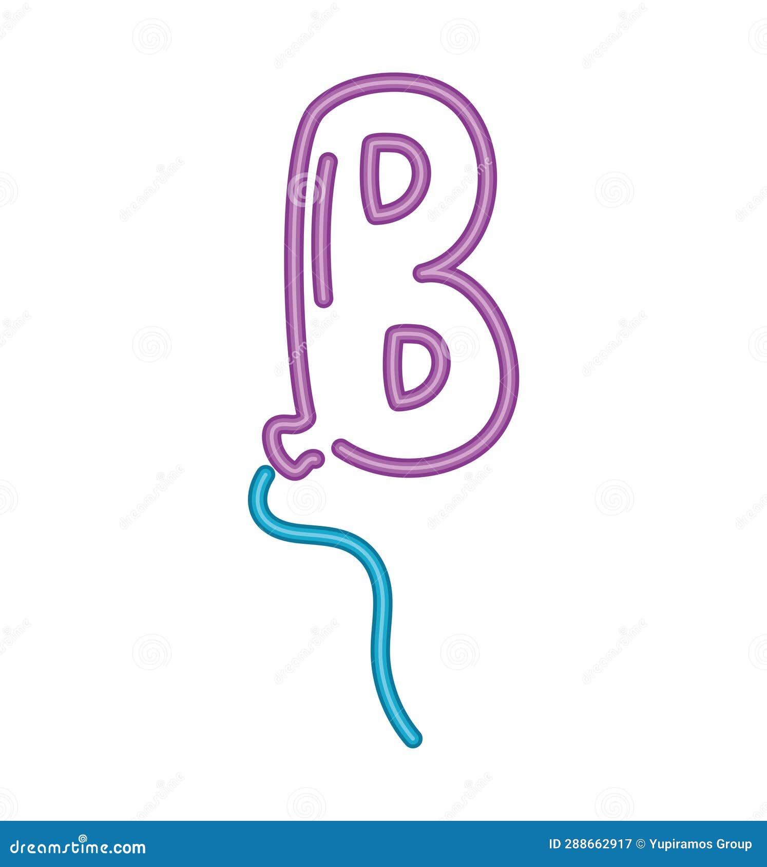 Neon B helium balloon stock vector. Illustration of lights - 288662917