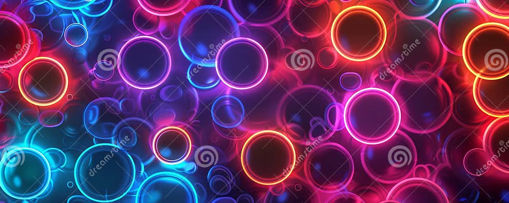 A Neon Background with a Repeating Pattern of Glowing Circles in ...