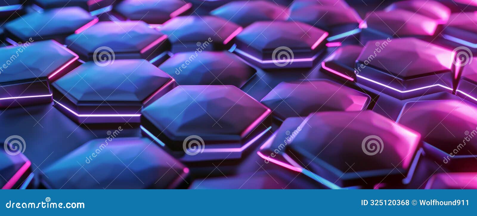 A Neon Background with a Repeating Pattern of Glowing Hexagons in Neon ...