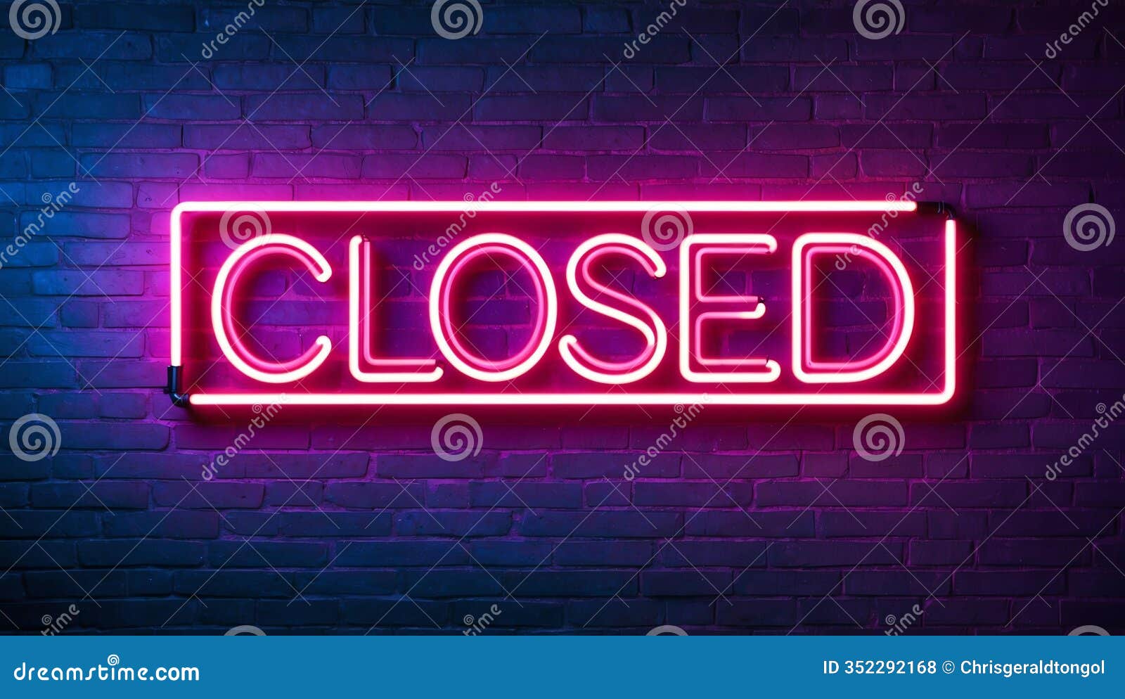 Neon Backlit Style of the Word Closed on a Brick Wall Ai Generated ...