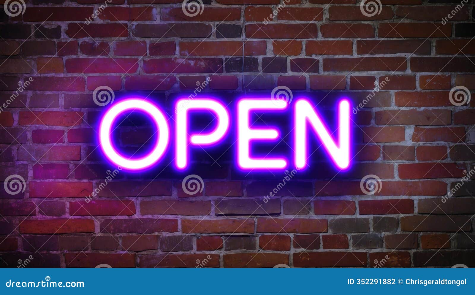 Neon Backlit Style of the Word Open on a Brick Wall Ba Ai Generated ...