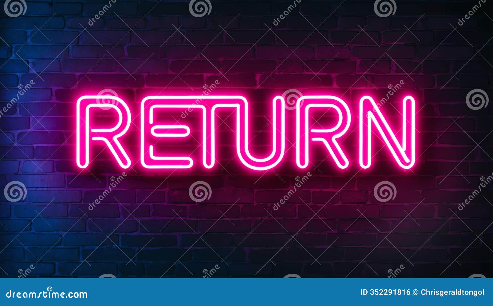 Neon Backlit Style of the Word Return on a Brick Wall Ai Generated ...
