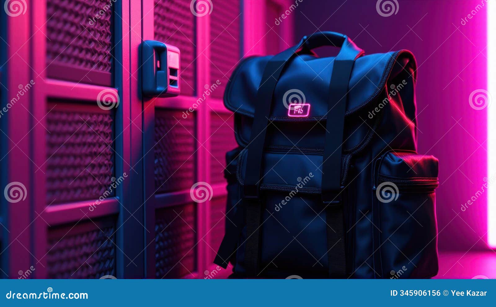Neon Backpack in Cyberpunk Setting Stock Illustration - Illustration of ...