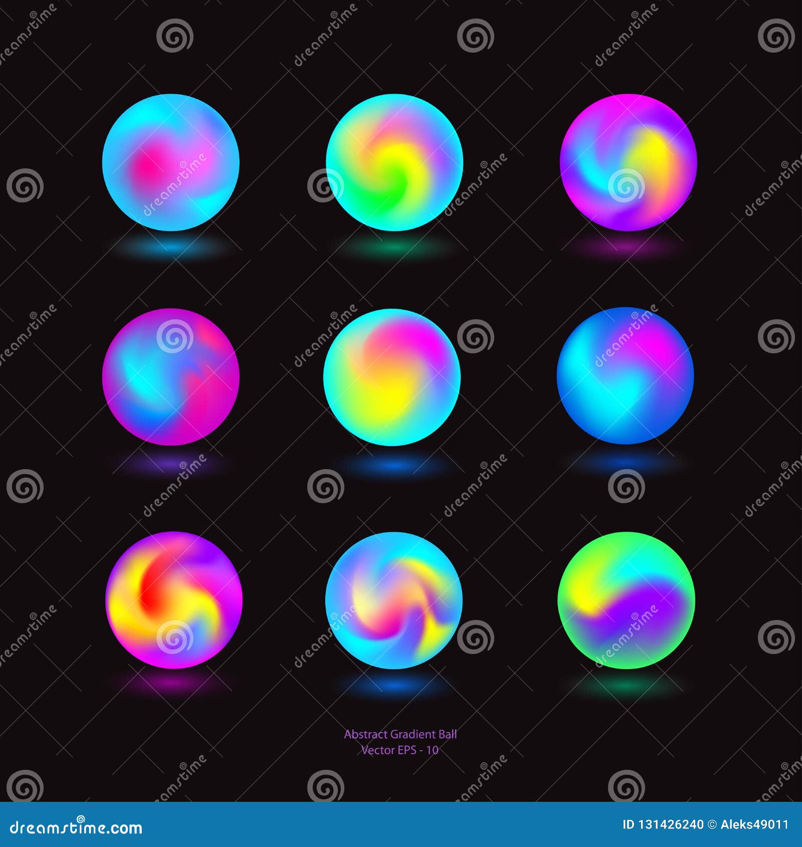 Neon Ball .Set of Gradient Balls.Bright Multi-colored Buttons. Stock ...