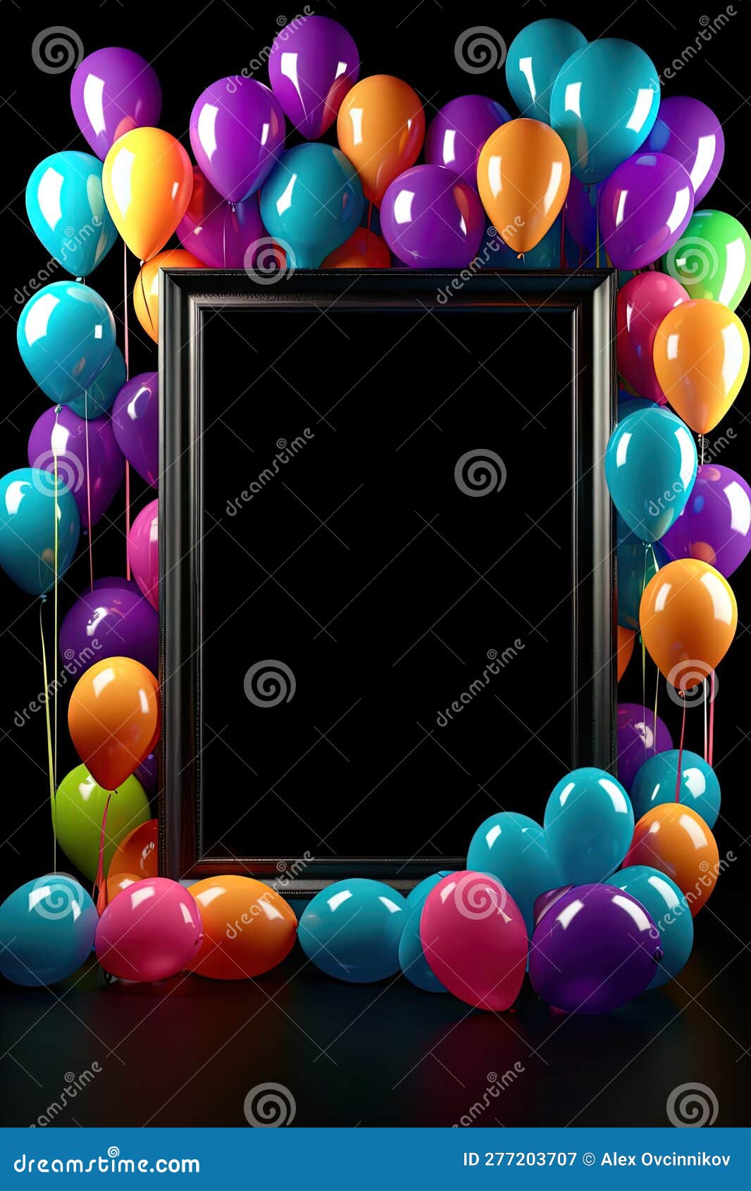 Neon Balloon Frame for Party Invitation. Stock Illustration ...
