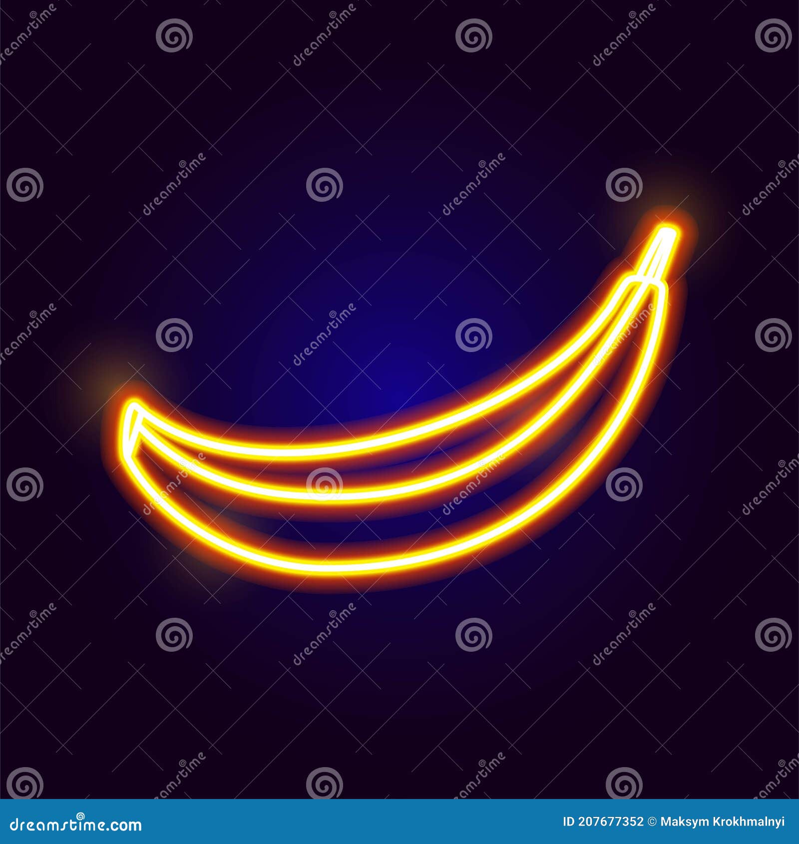 Neon Banana Icon Vector Illustration of Food Object Stock Illustration ...