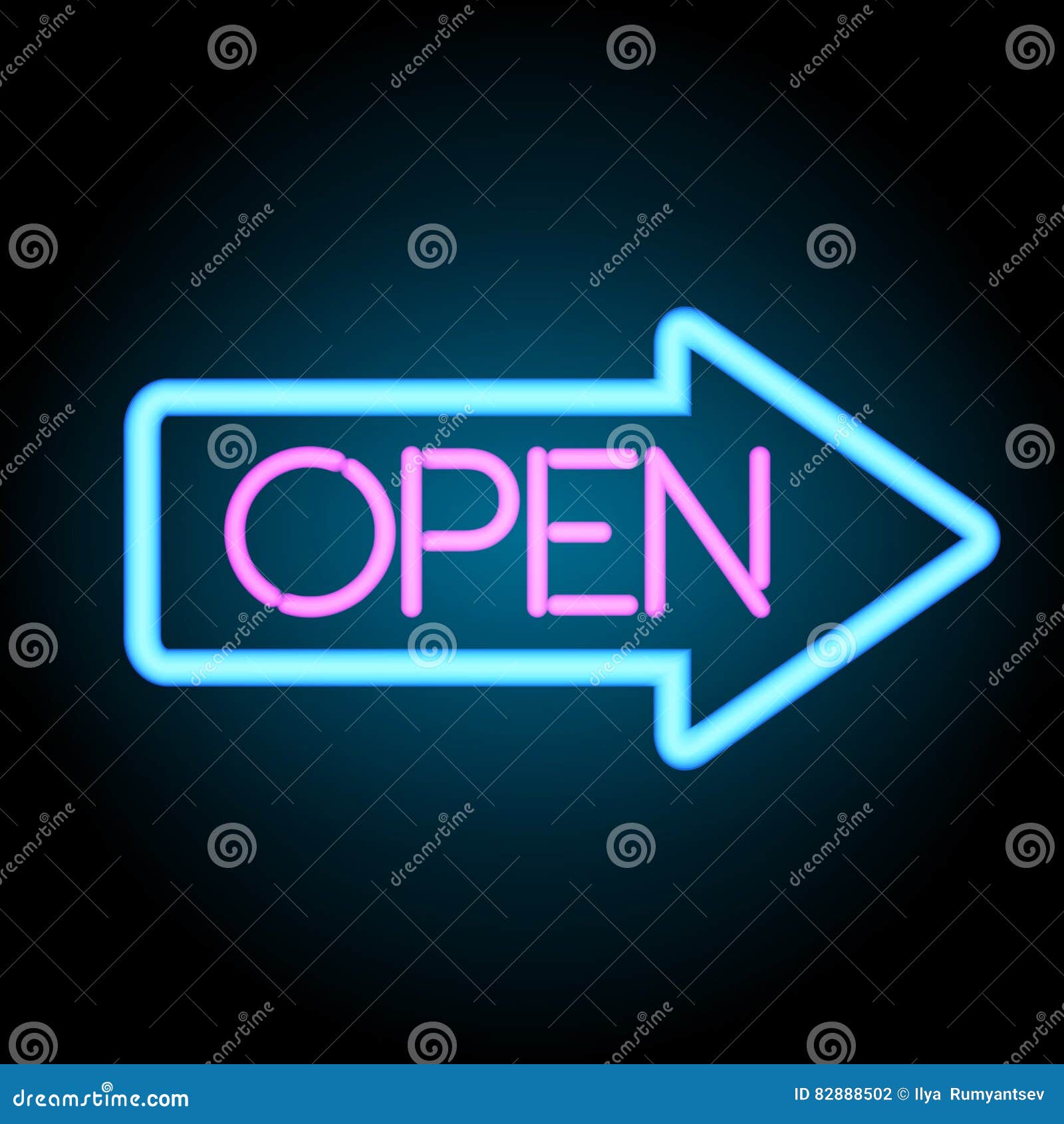 Neon Banner Open with Arrow, Vector Stock Vector - Illustration of ...