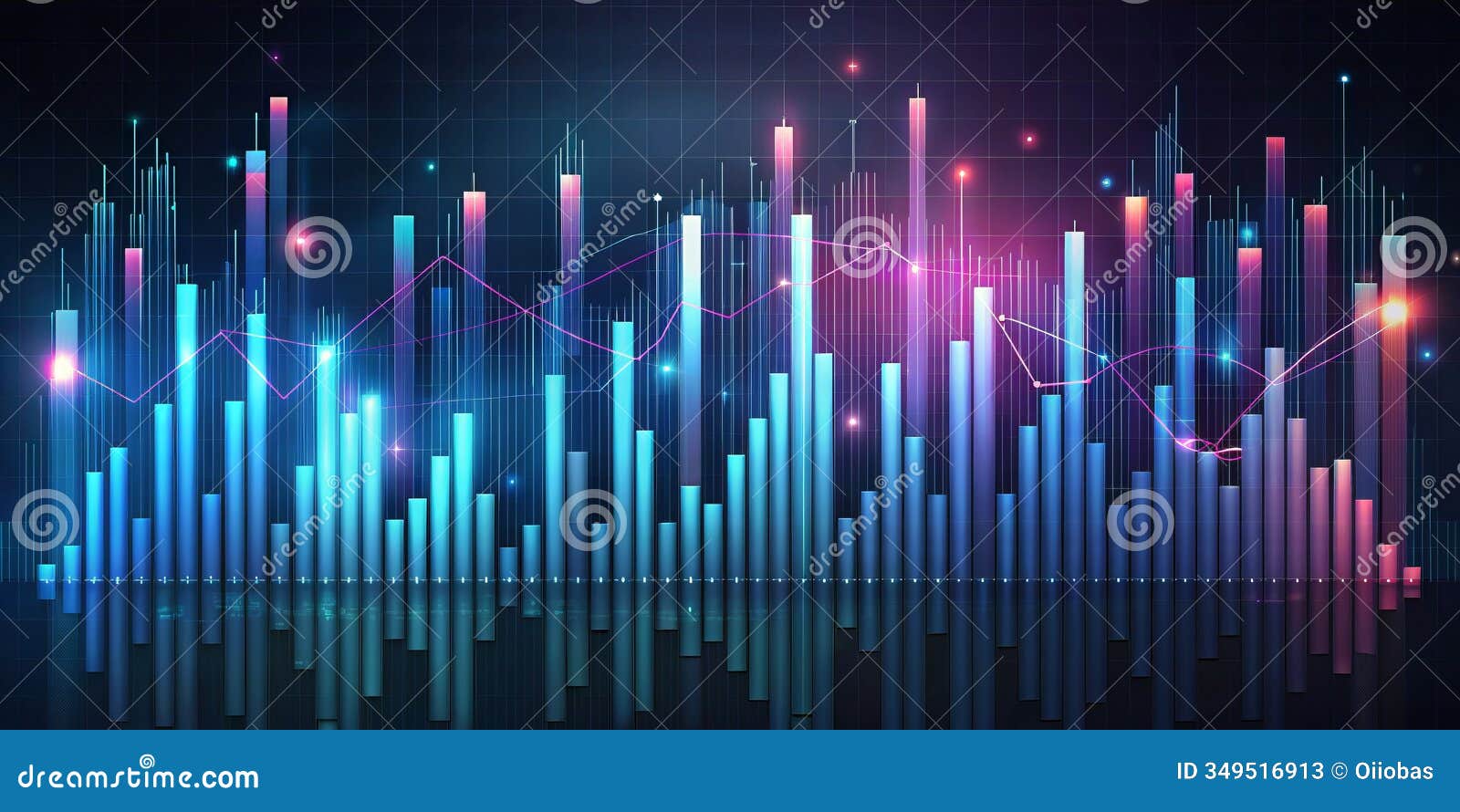 Neon Bar Chart Data Visualization Concept Stock Illustration ...