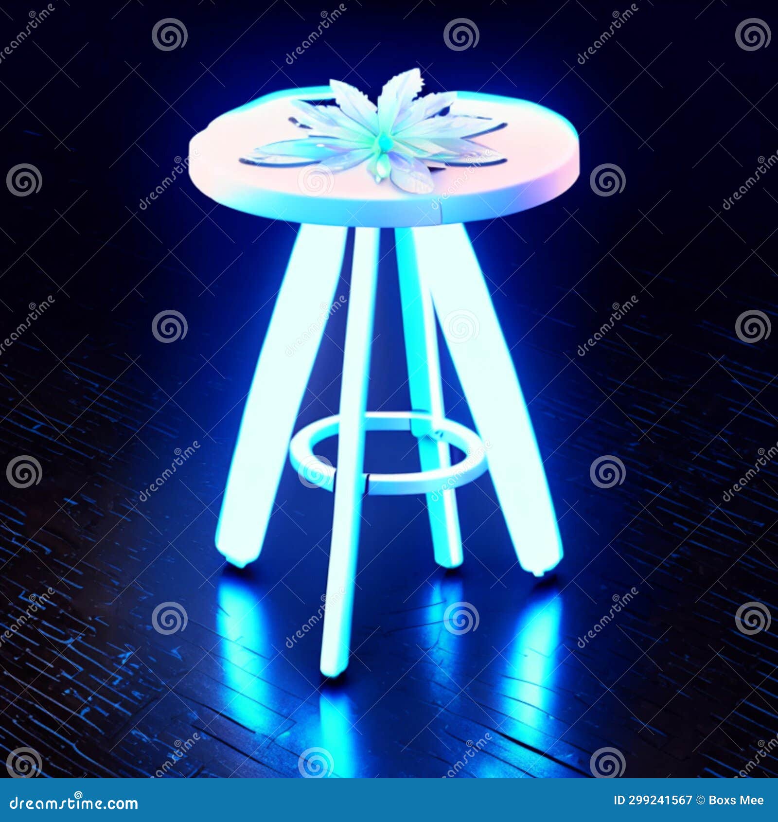 Neon Bar Stool on a Dark Background. 3D Rendering Stock Illustration ...