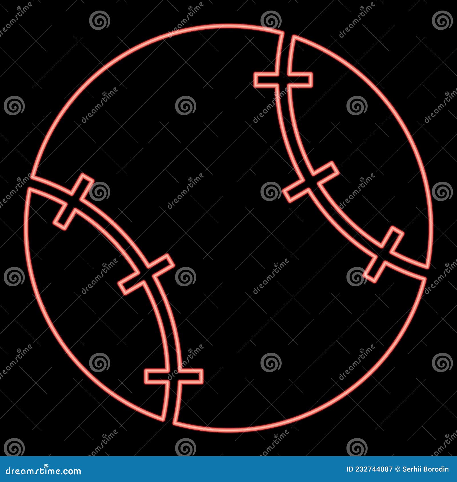 Neon Baseball Ball Red Color Vector Illustration Flat Style Image Stock ...