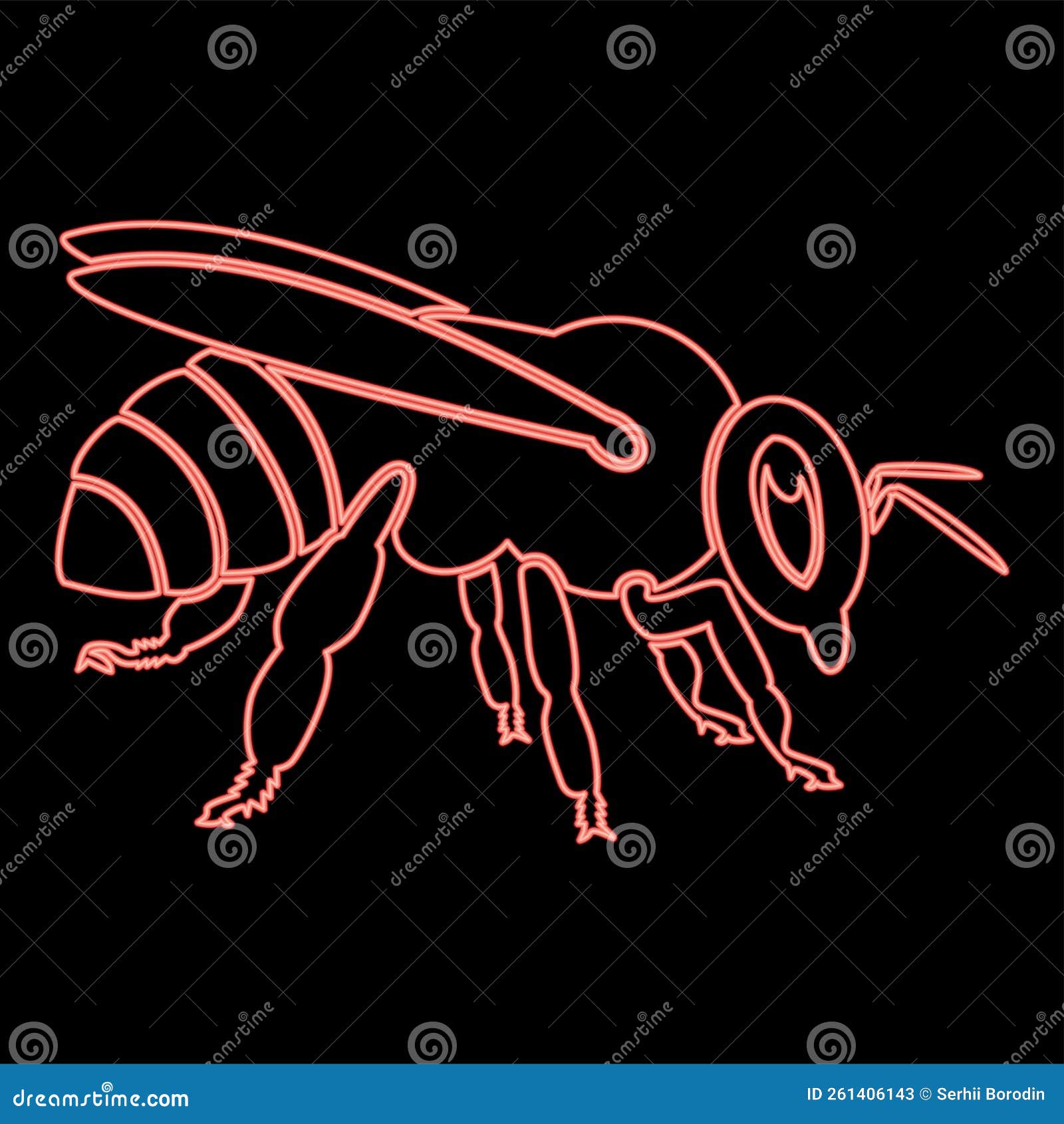 Neon Bee Red Color Vector Illustration Image Flat Style Stock Vector ...