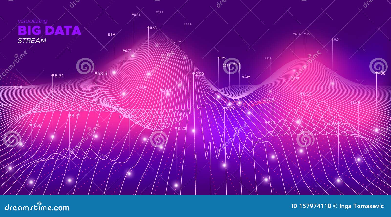 Neon Big Data Vector. Matrix Visualization Stock Vector - Illustration ...