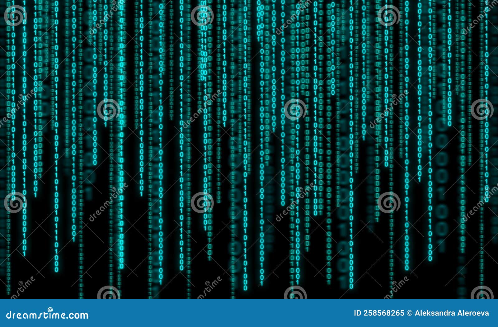 Neon Binary Code on a Black Background Stock Illustration ...