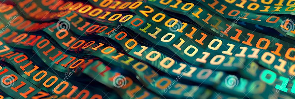 Neon Binary Code Grid with Shimmering Colors on Abstract Background, Creating a Digital Art ...