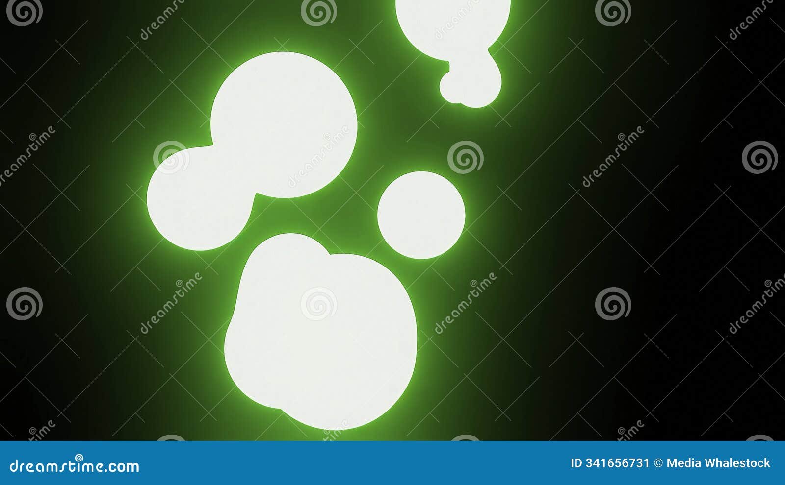 Neon Biological Drops. Design. Glowing Moving Particles or Molecules ...