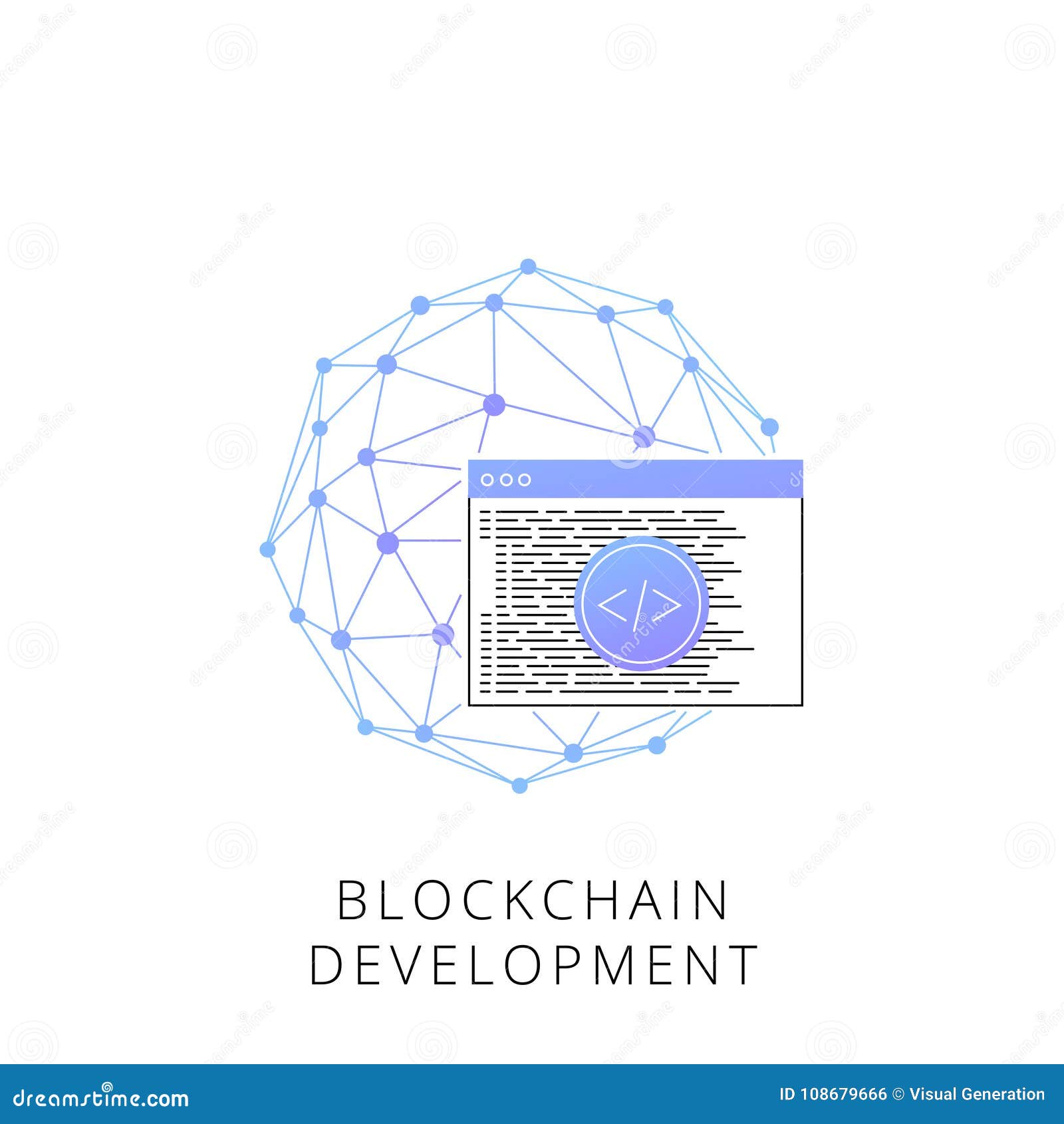 Neon Blockchain Development Vector Line Icon. Stock Vector ...