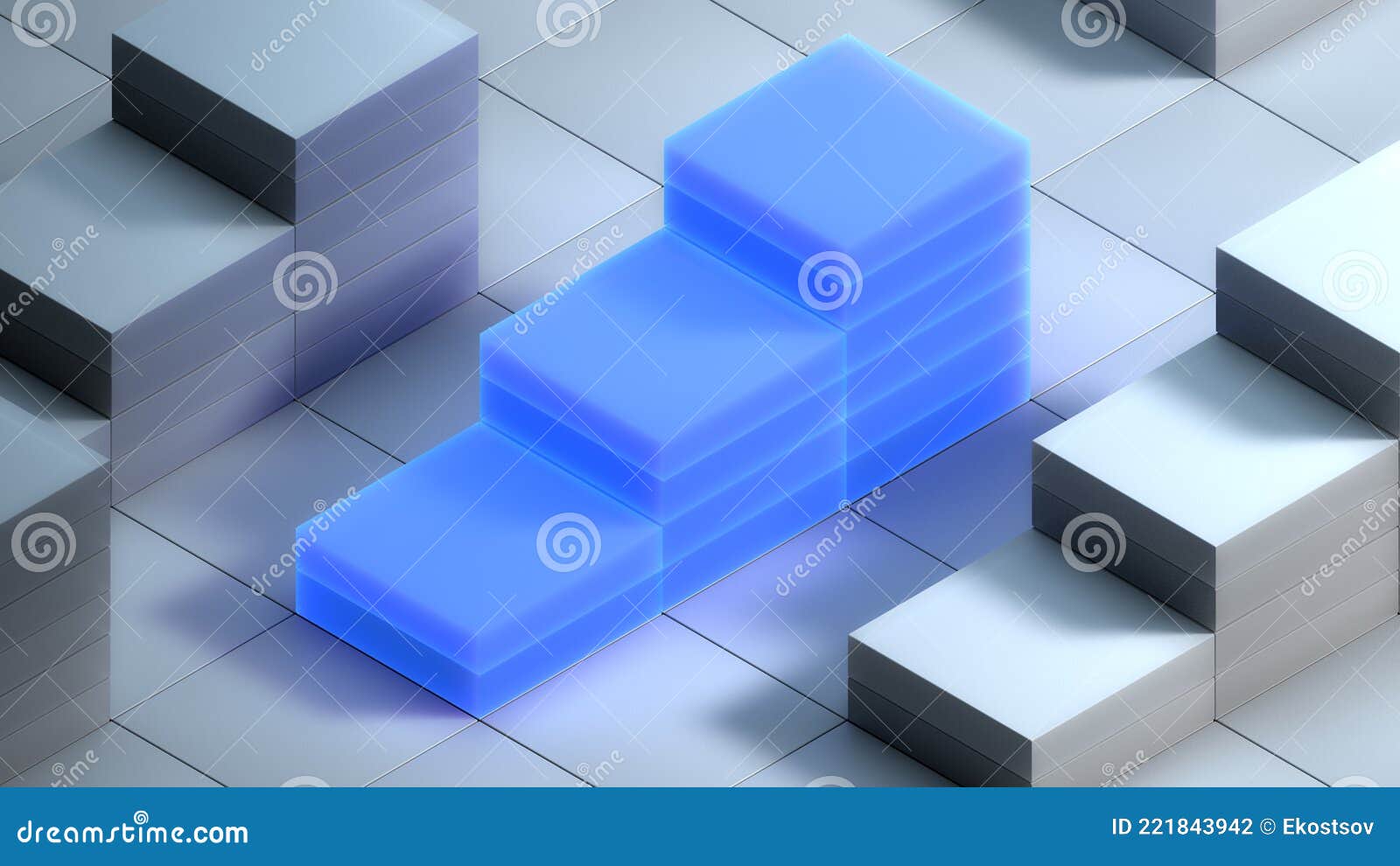 Neon Blocks Growing Up As a Graph Chart. Growth and Development Concept ...