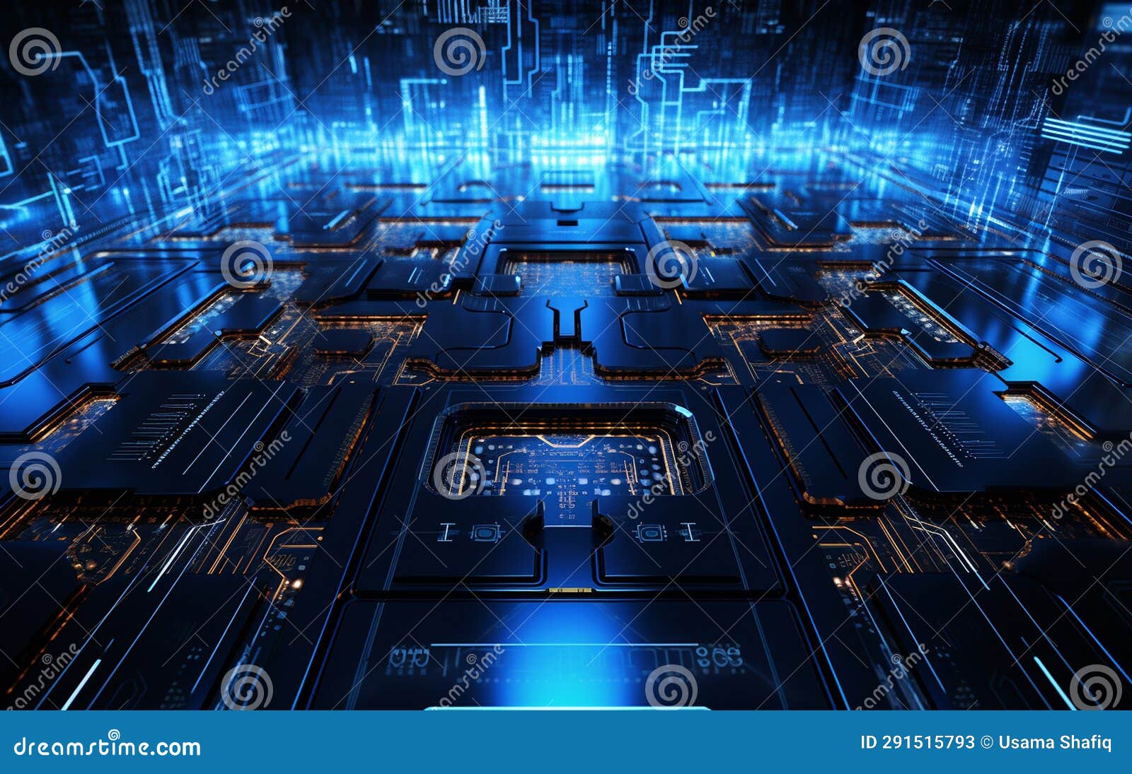 Neon Blue AI Network Coding for Cyber Image Tech. Generative AI Stock ...