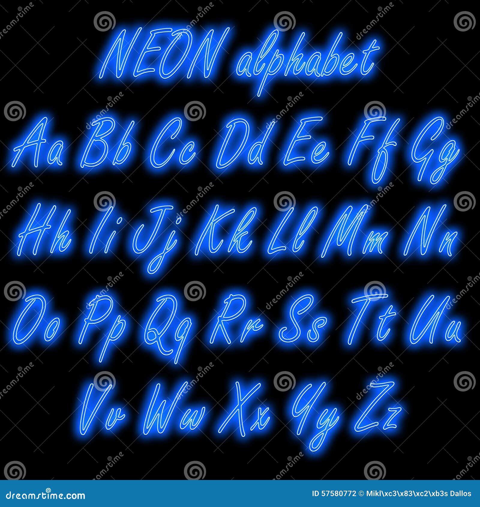 Neon blue alphabet stock illustration. Illustration of sign - 57580772
