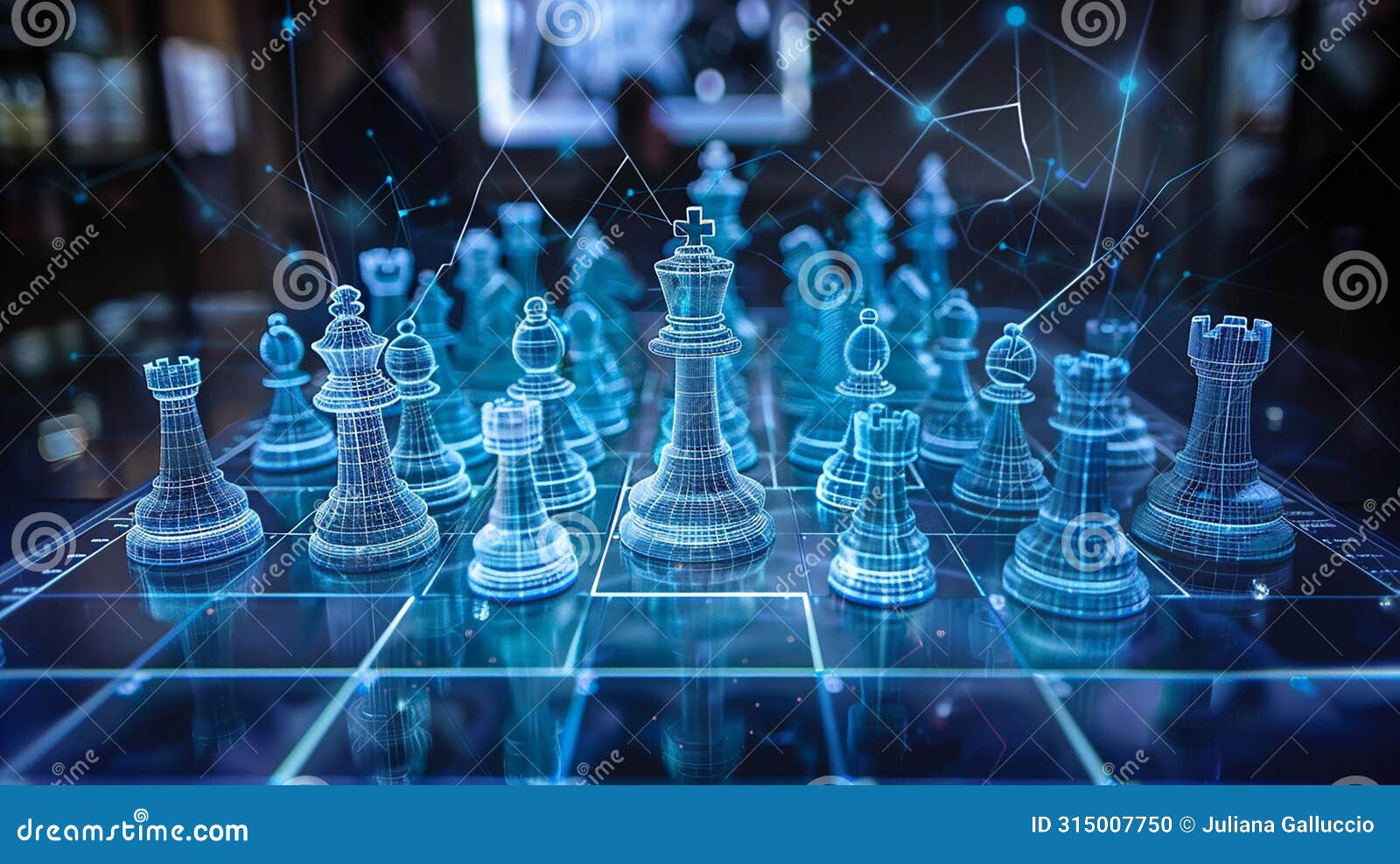 Neon Blue Chess Projection Mapping Concept Stock Illustration ...
