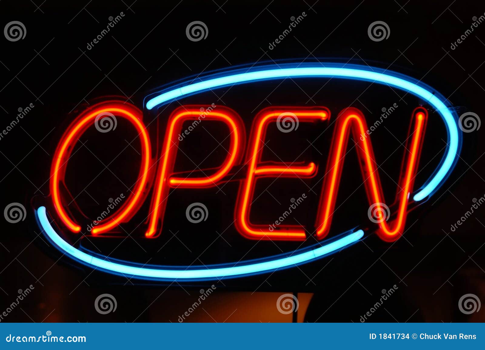 Neon Blue Circle Red Open stock photo. Image of welcome - 1841734