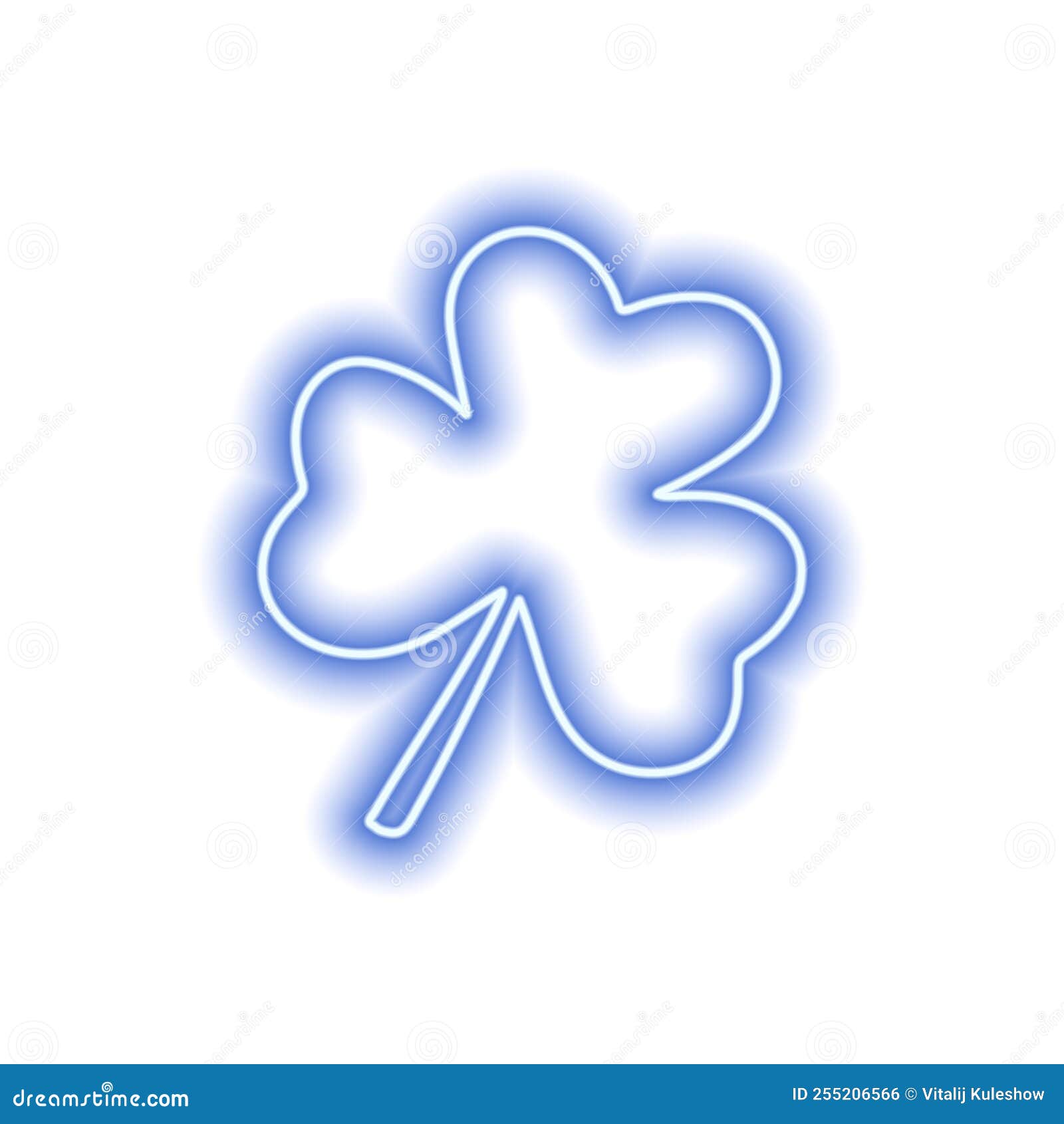 The Neon Blue Clover Leaf Isolated on White Stock Illustration ...
