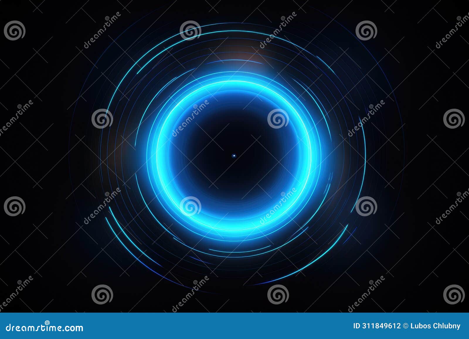 Neon Blue Color Geometric Circle on Dark Background Stock Illustration ...