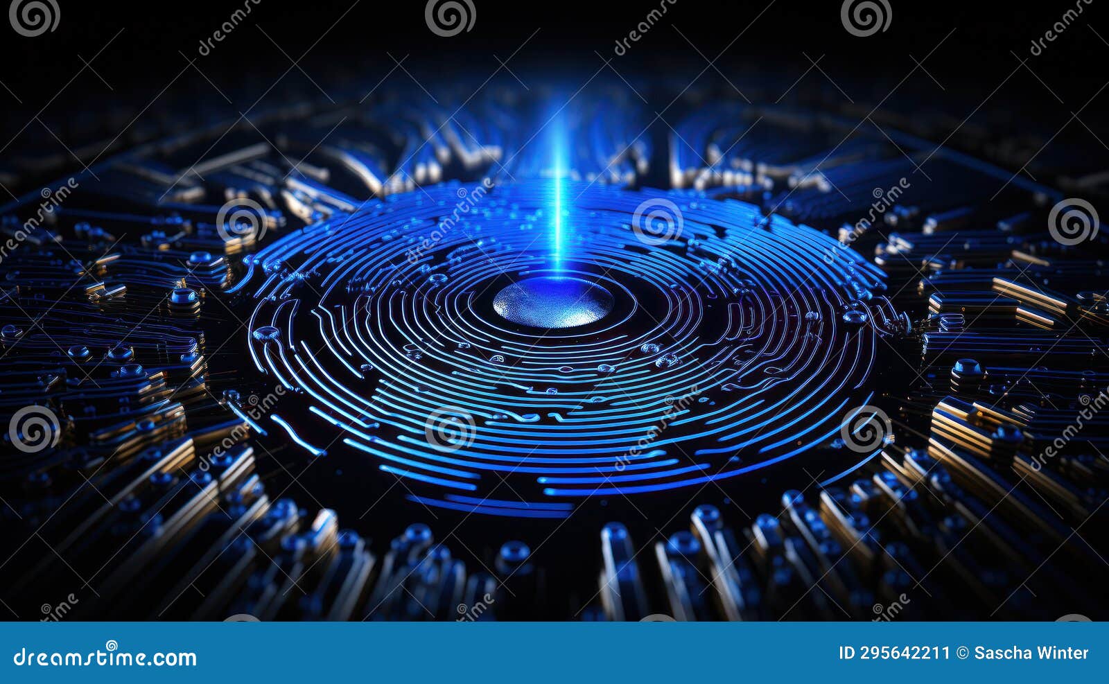 Neon Blue Fingerprint Illumination Stock Illustration - Illustration of ...