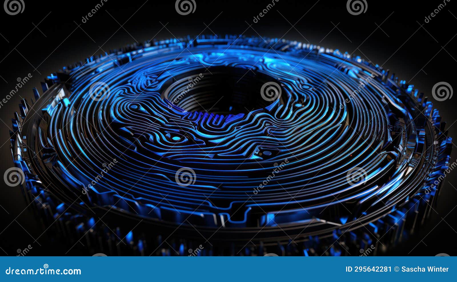 Neon Blue Fingerprint Illumination Stock Image - Image of concept, neon ...