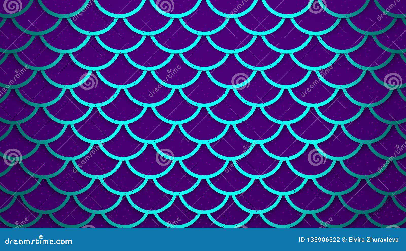 Neon Blue Fish Scales Bright Violet Cells Pattern Marine Background 3D ...