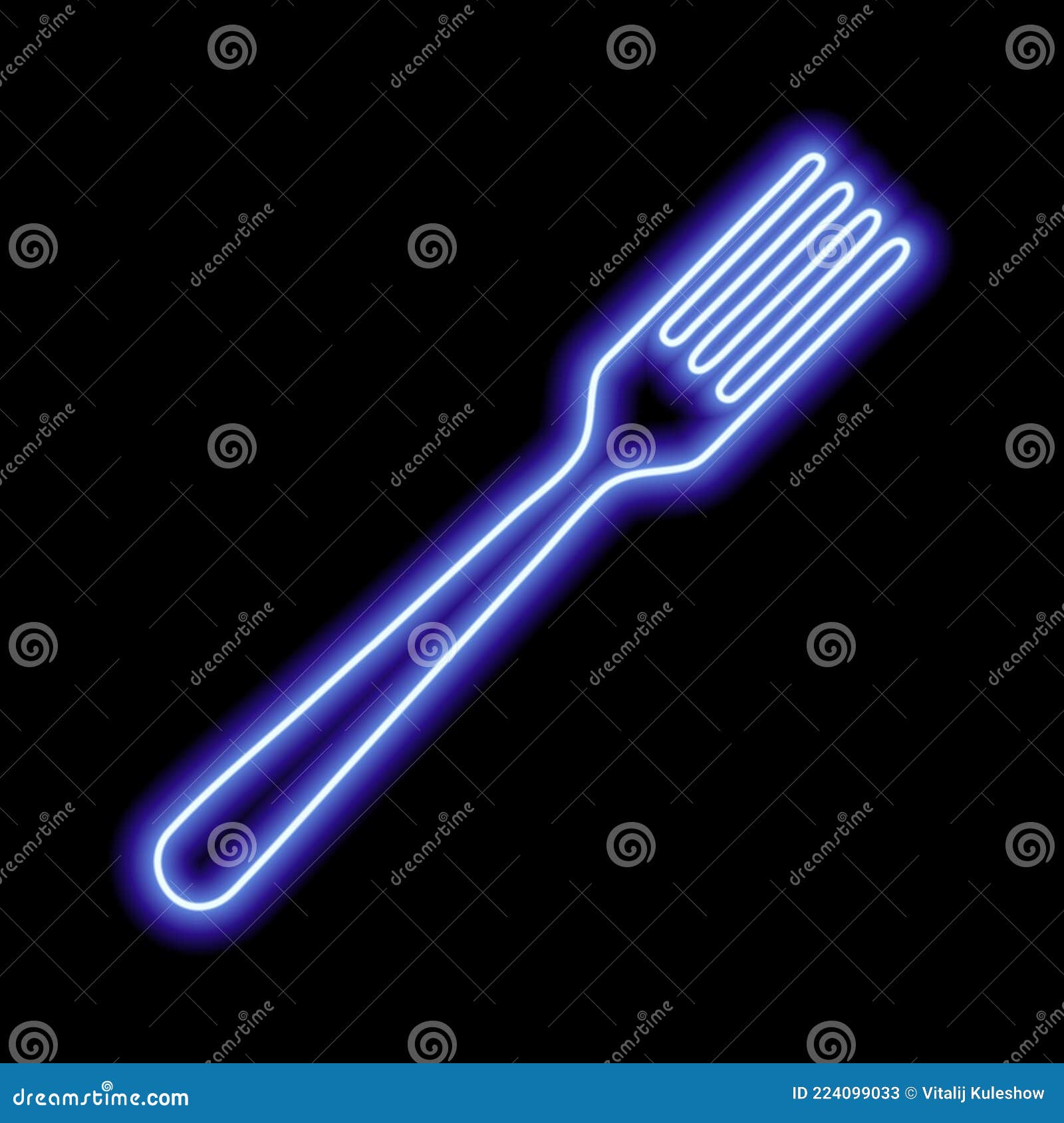 Neon Blue Fork Silhouette on a Black Background Stock Vector ...